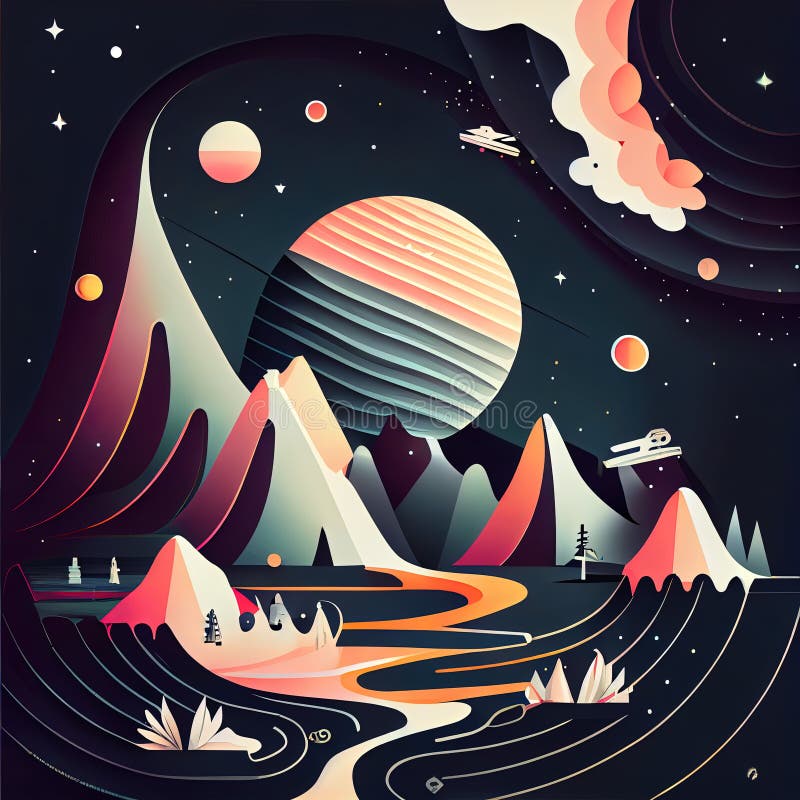 Retro Moonscape Stock Illustrations – 250 Retro Moonscape Stock ...