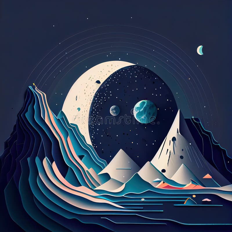 Retro Moonscape Stock Illustrations – 250 Retro Moonscape Stock ...