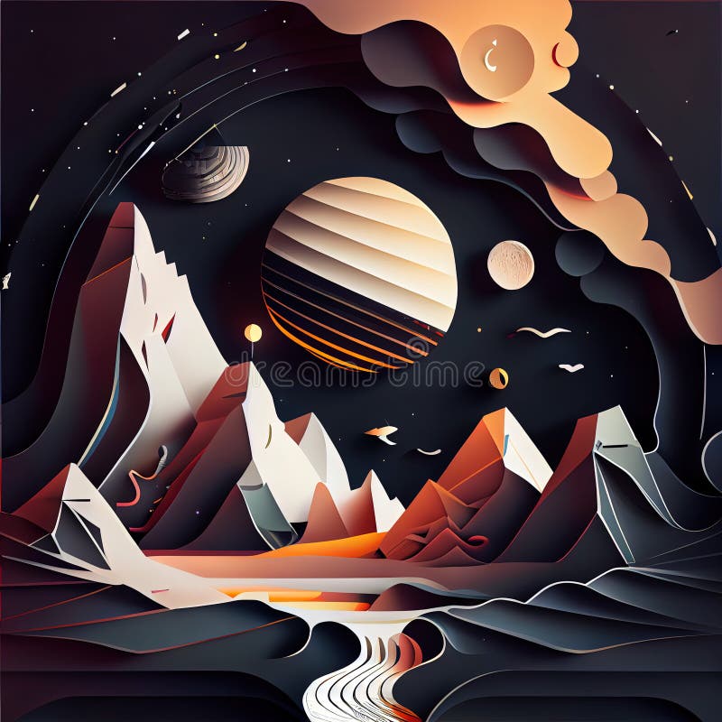Retro Moonscape Stock Illustrations – 250 Retro Moonscape Stock ...