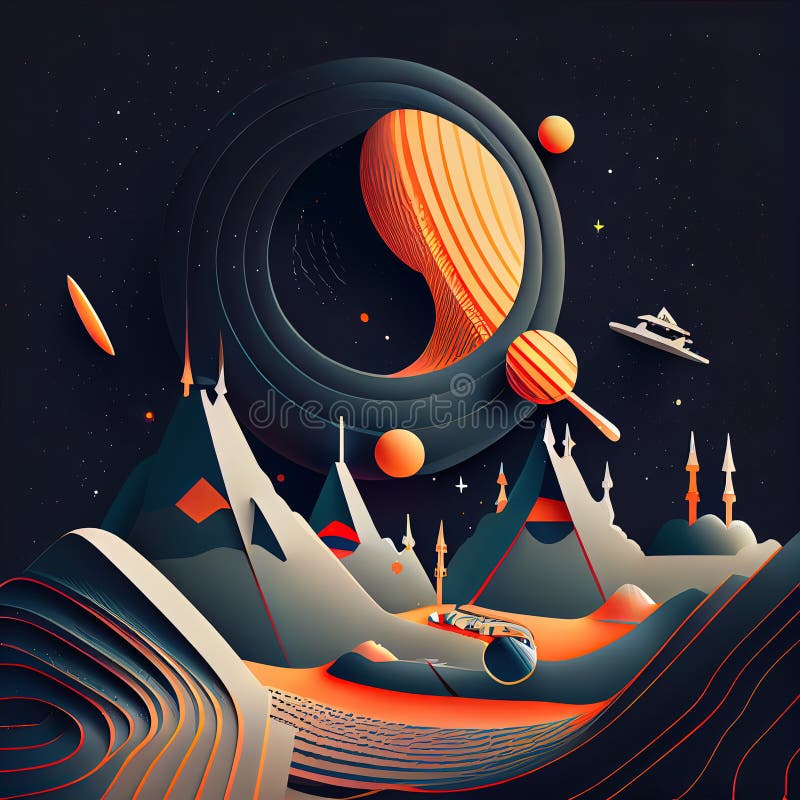 Retro Moonscape Stock Illustrations – 250 Retro Moonscape Stock ...