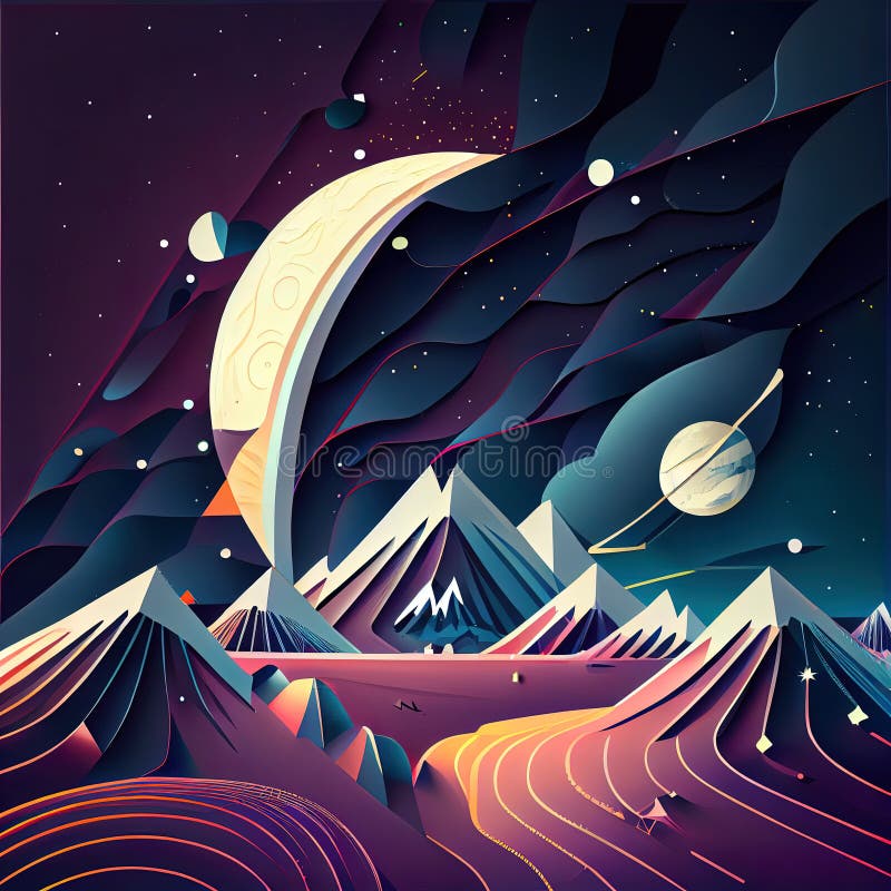 Retro Moonscape Stock Illustrations – 250 Retro Moonscape Stock ...