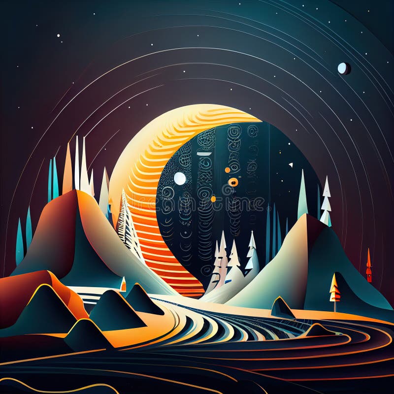 Retro Moonscape Stock Illustrations – 250 Retro Moonscape Stock ...