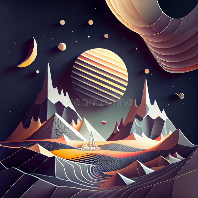 Retro Moonscape Stock Illustrations – 250 Retro Moonscape Stock ...