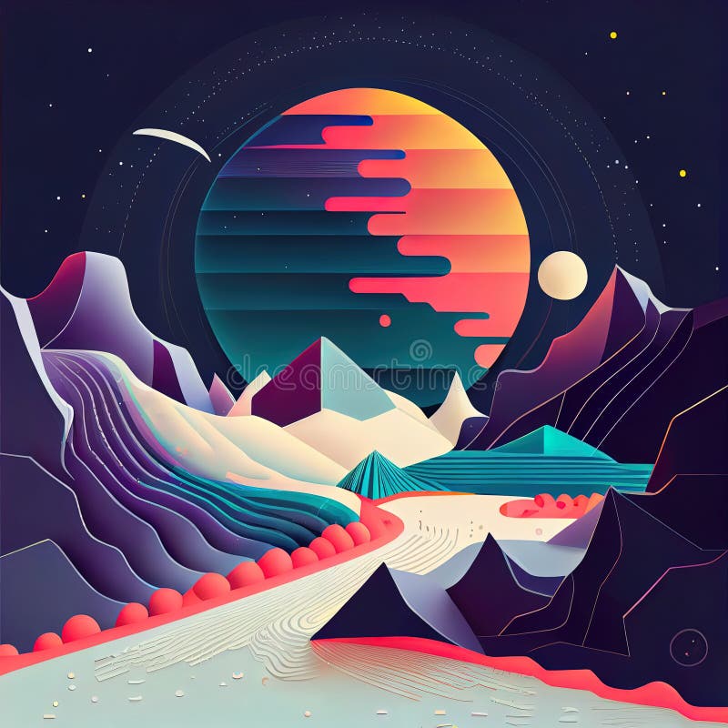 Retro Moonscape Stock Illustrations – 250 Retro Moonscape Stock ...
