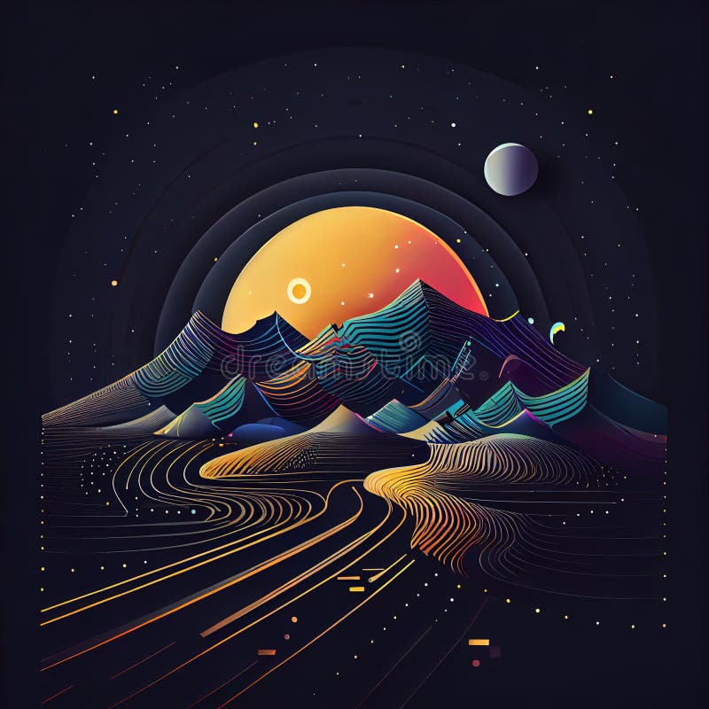 Retro Moonscape Stock Illustrations – 250 Retro Moonscape Stock ...