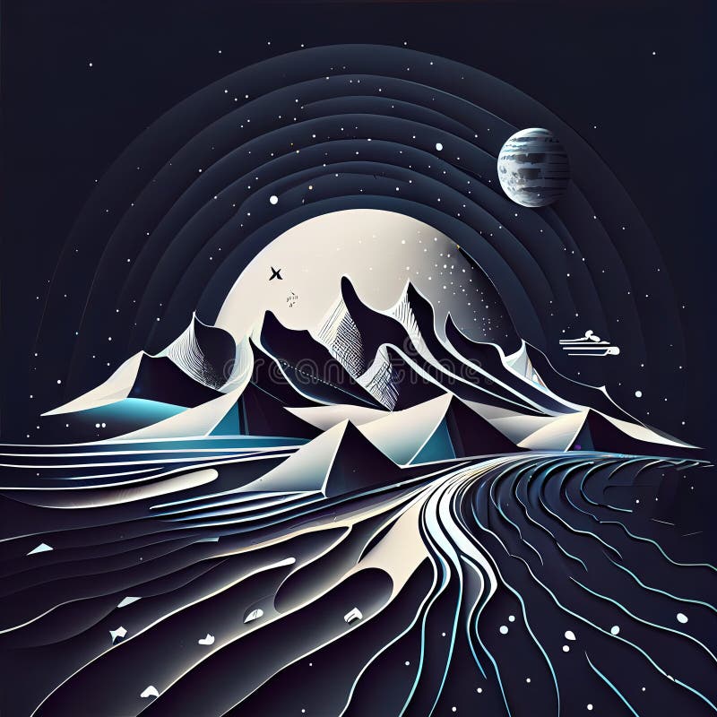 Retro Moonscape Stock Illustrations – 250 Retro Moonscape Stock ...