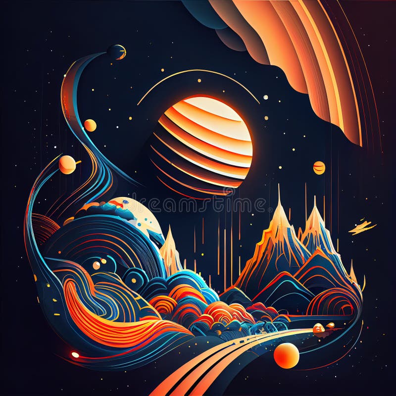 Retro Moonscape Stock Illustrations – 250 Retro Moonscape Stock ...