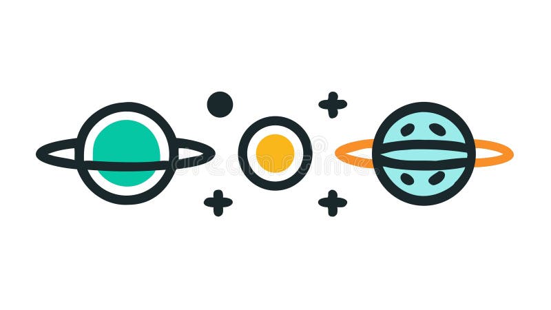 Minimalist Ringed Planet, Satellite Orbits Vector Icon, Vector Design ...