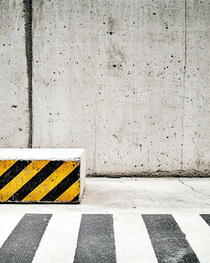 Minimalist Roadblock Highlighted Against a Stark Concrete Backdrop in a ...