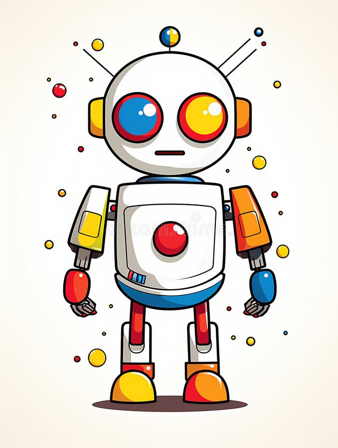 Minimalist Robot Art, a Cartoon of a Robot Stock Illustration ...