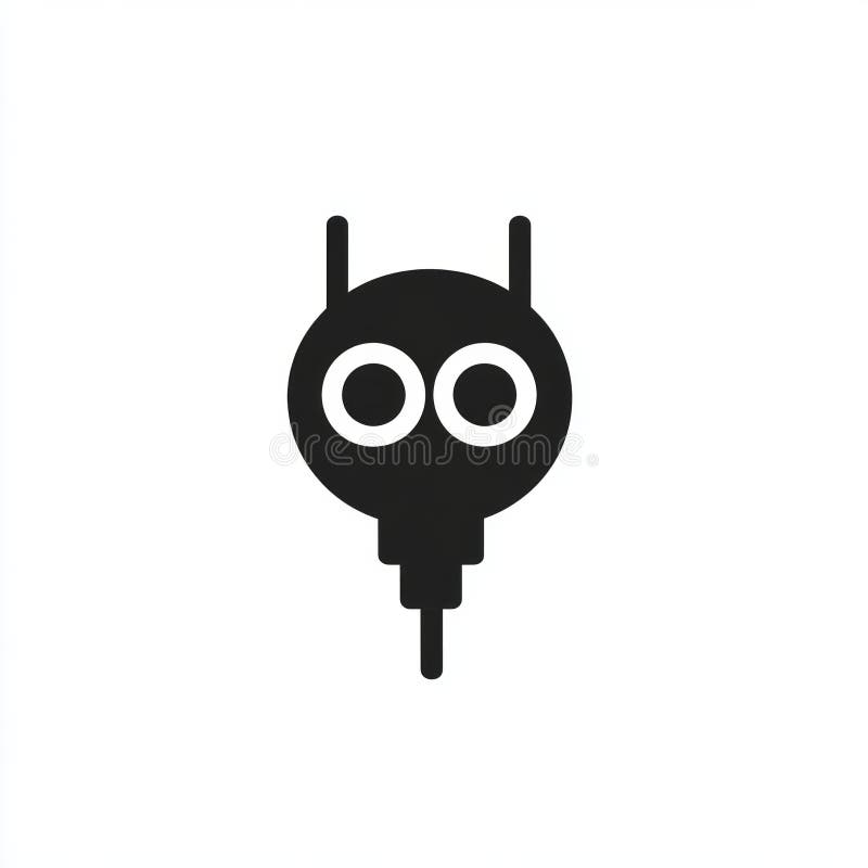 Minimalist Robot Face Icon with Abstract Design Elements on White ...