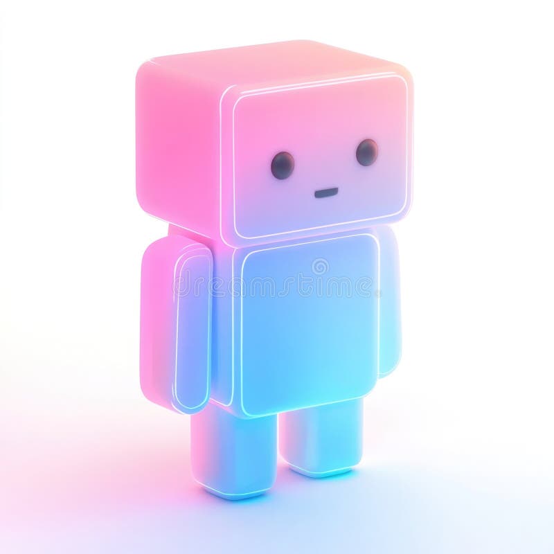 Minimalist Robot with Soft Blue Gradient Glow Stock Photo - Image of ...