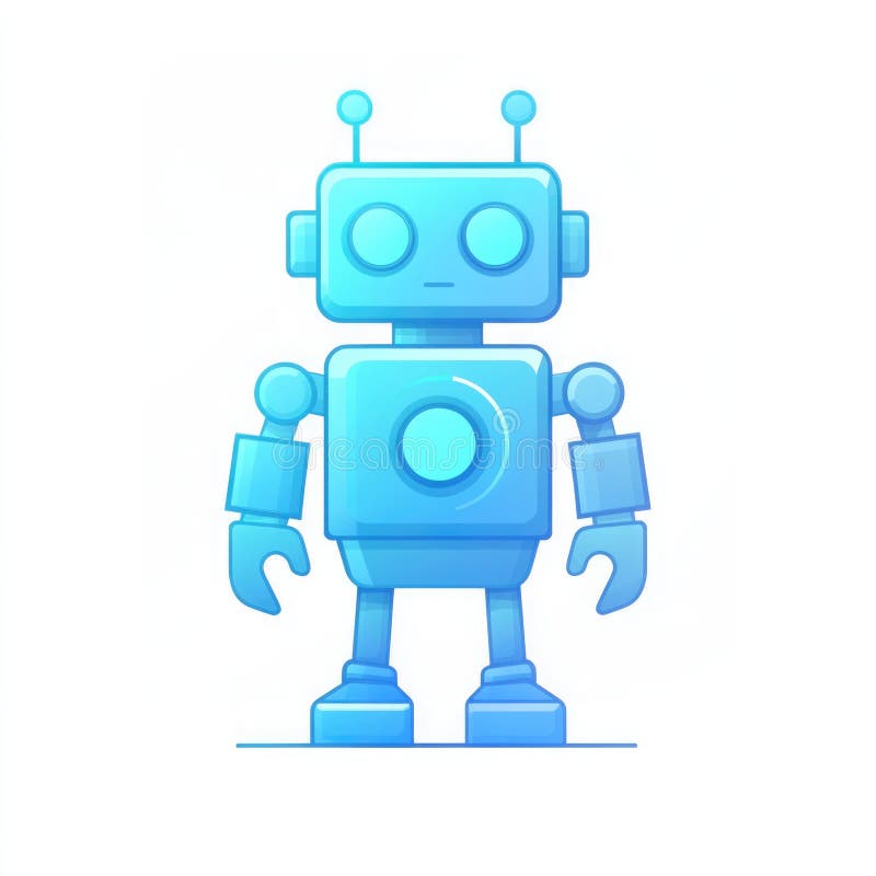 Minimalist Robot with Soft Blue Gradient Glow Stock Illustration ...