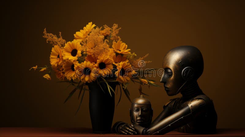 Minimalist Robotic Composition Featuring Simple Still Life with Fruits ...