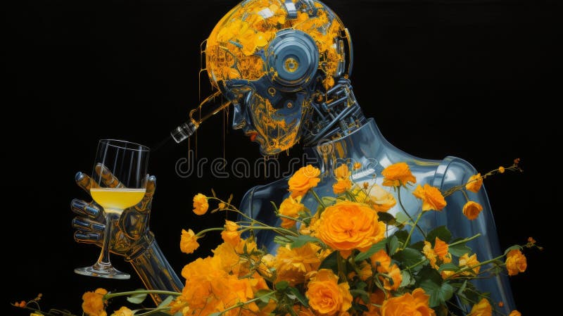 Minimalist Robotic Composition Featuring Simple Still Life with Fruits ...