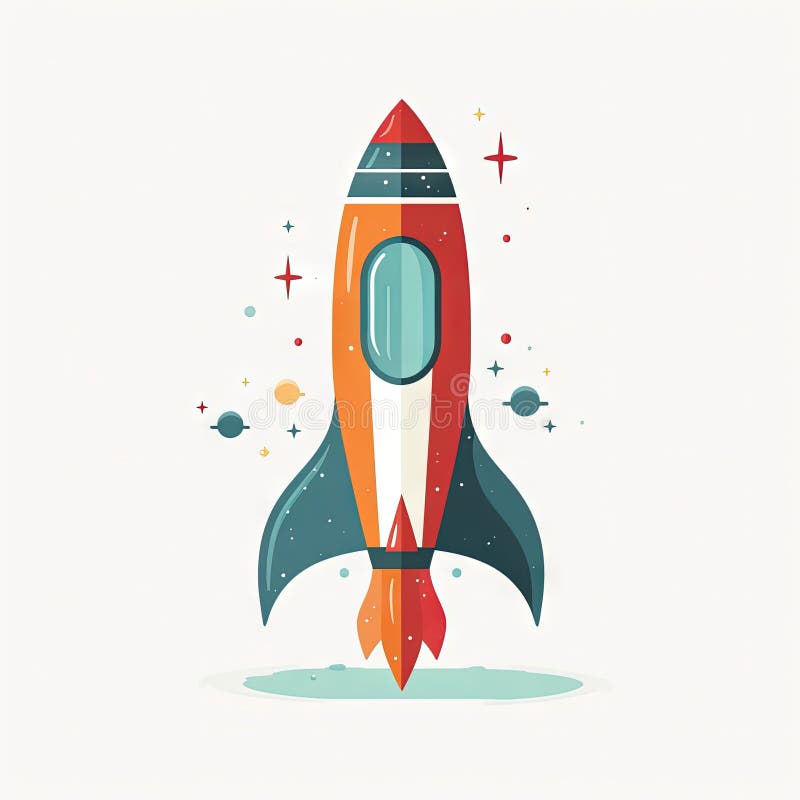 Minimalist Rocket Illustration on White Background for Invitations and ...