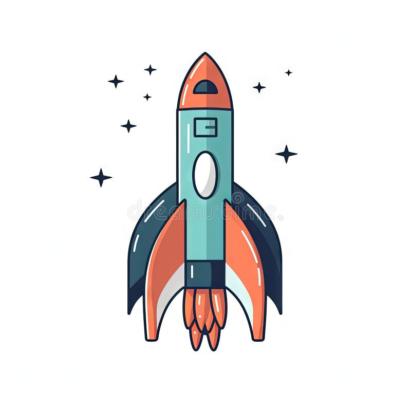 Minimalist Rocket Illustration on White Background for Invitations and ...