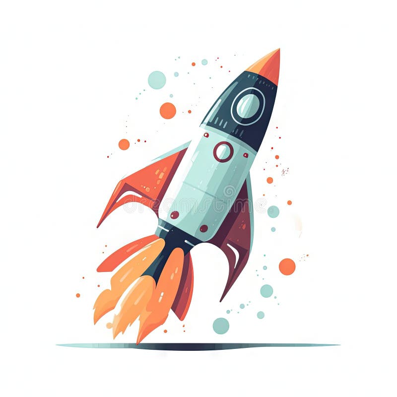 Minimalist Rocket Illustration on White Background for Invitations and ...