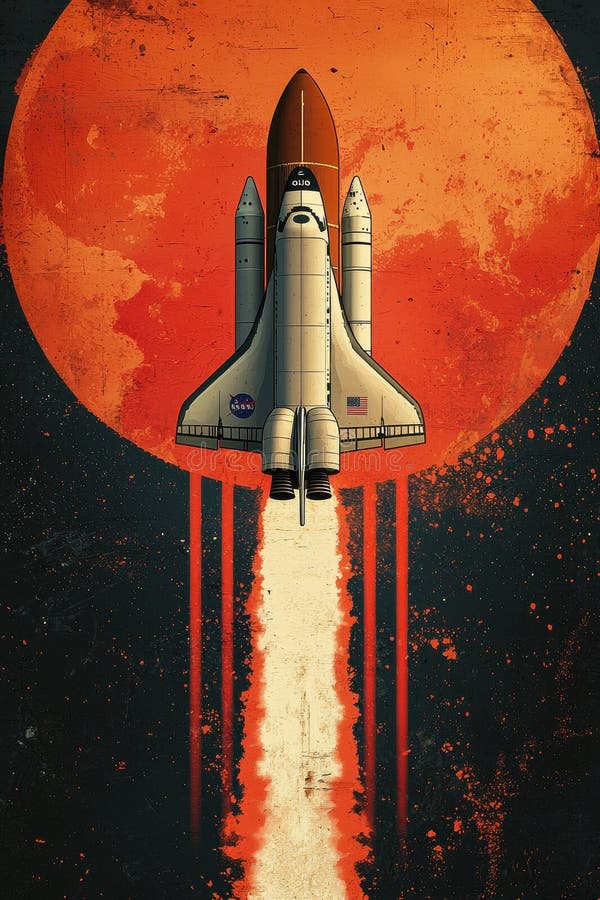 Minimalist Rocket Launch Poster with Vibrant Orange and Black Colors ...