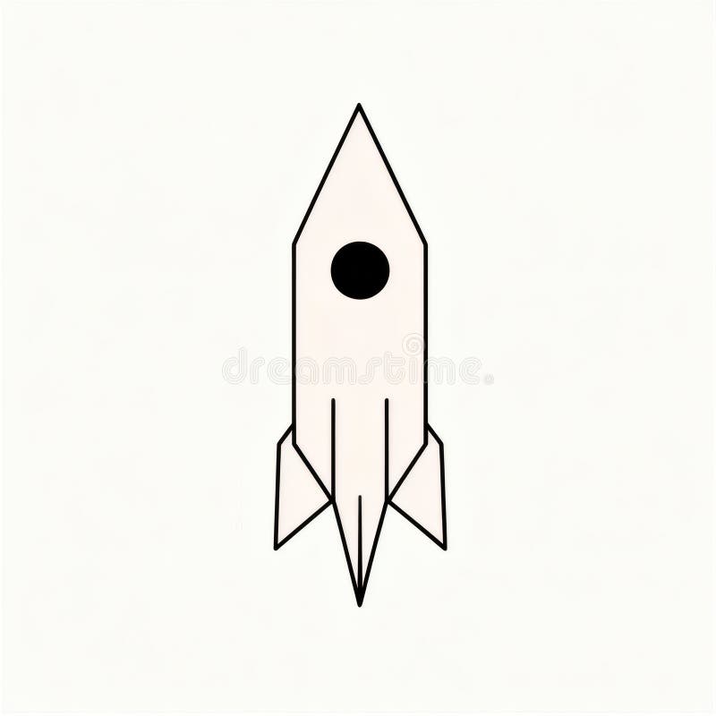 Minimalist Rocket Ship Illustration Against a Plain Background Space ...