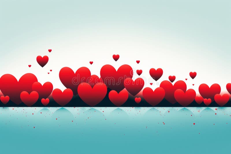 Minimalist Romantic Illustration of Various Red Hearts for Love and ...