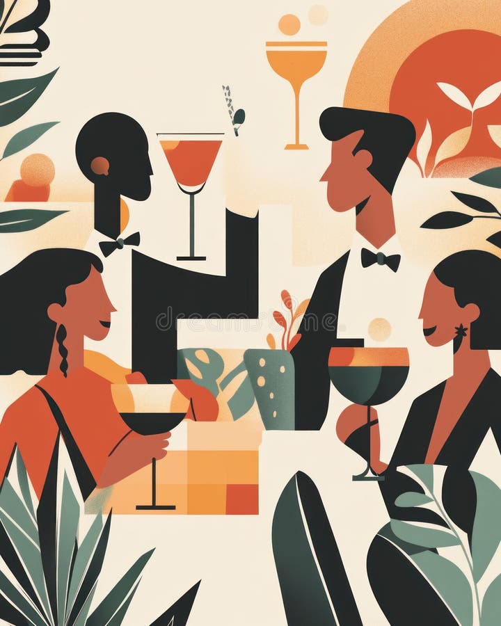 Minimalist Rooftop Cocktail Party Birthday Invitation Illustration ...