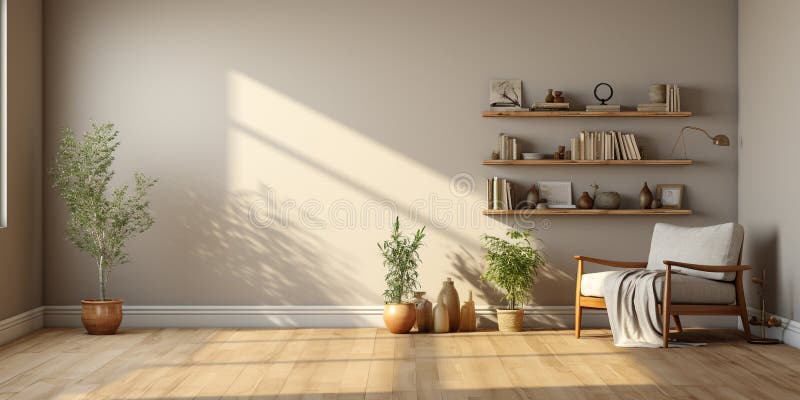 Minimalist Room. Clear Wall. Sun Rays from the Window Stock ...