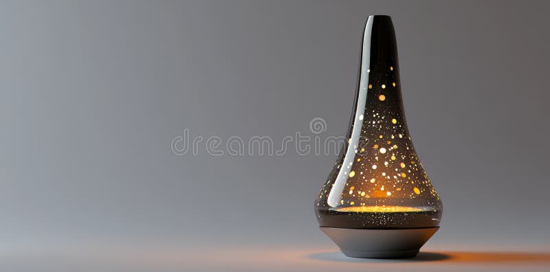 A Minimalist Room Features a Lava Lamp with Glowing Orange Bubbles on ...