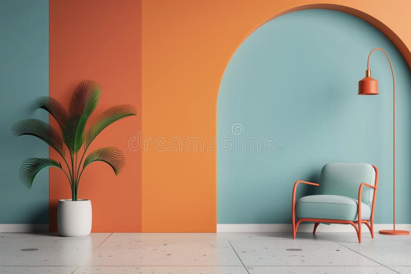 Modern Geometric Pattern Enhancing Minimalist Room with Vibrant Colors ...