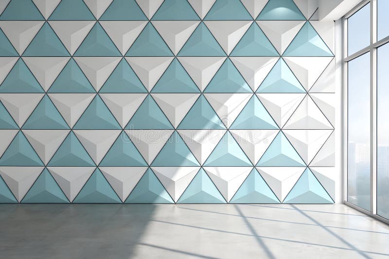 Modern Interior Design with Geometric Wall Paneling Stock Photo - Image ...