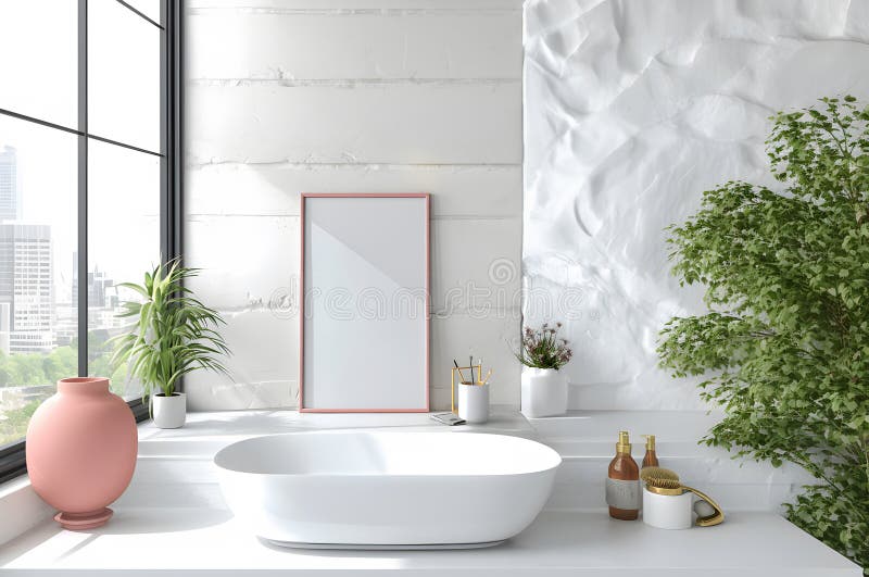 Minimalist Room Featuring an Empty Frame, Serenity in Simplicity Stock ...