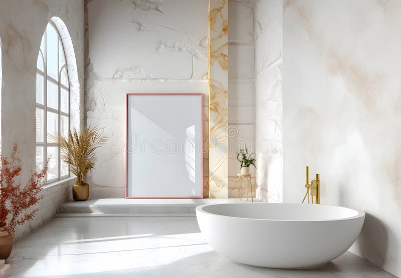 Minimalist Room Featuring an Empty Frame, Serenity in Simplicity Stock ...