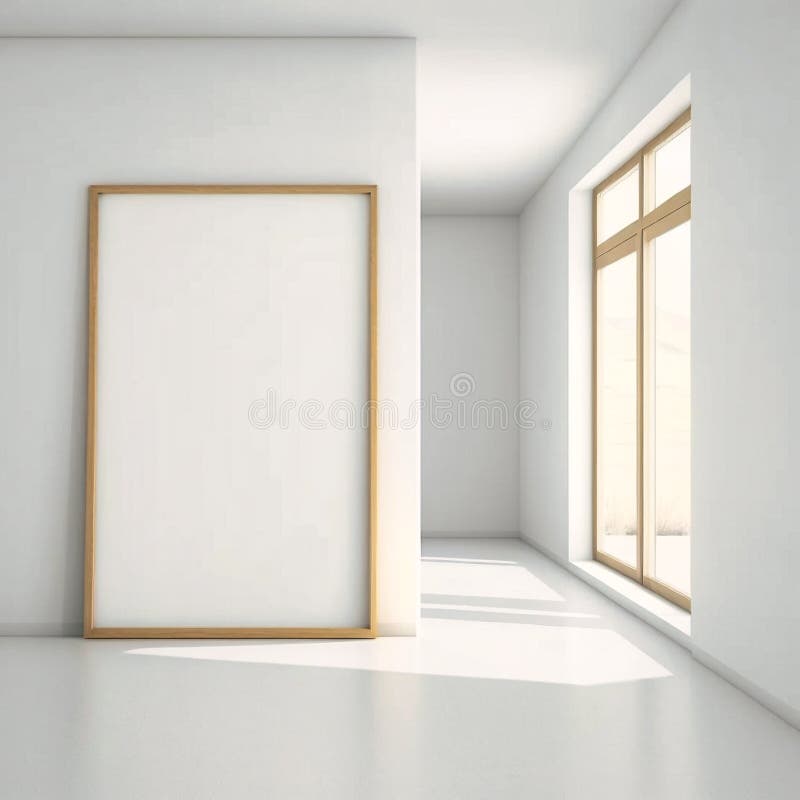 Minimalist Room Large Blank Frame Light Wood Frame, Generative AI Stock ...