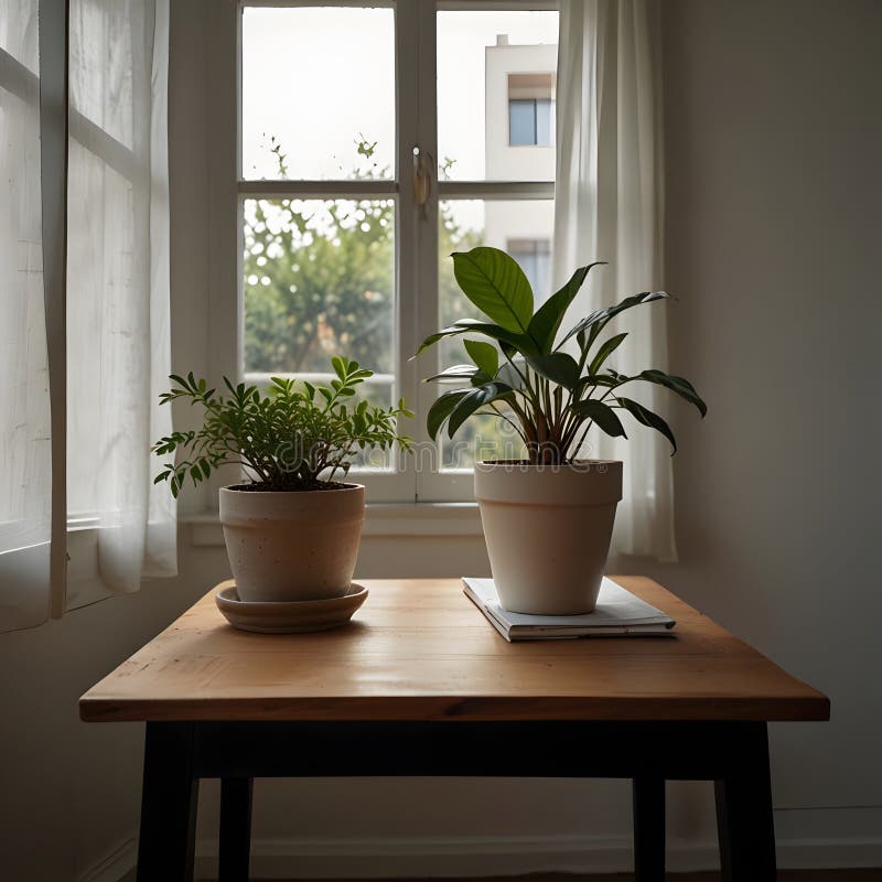 Minimalist Room with Natural Light from Open Window, Simple Desk, and ...
