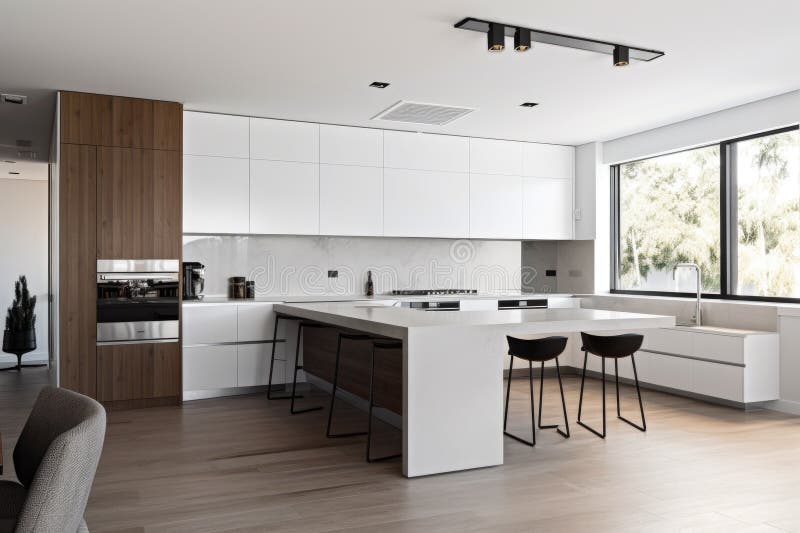 Minimalist Room with Open Floor Plan and Clean Lines Stock Illustration ...