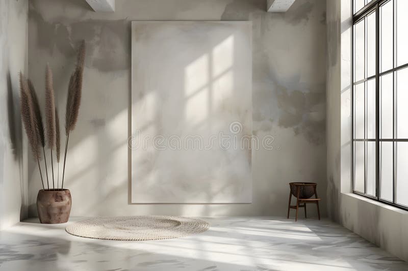 Minimalist Room with Poster Mock Up and Large Window. Generative by AI ...