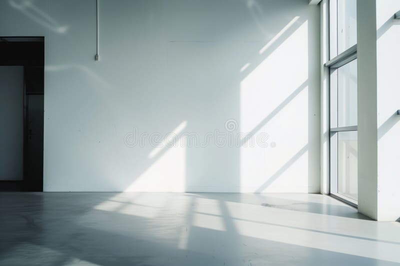 Minimalist Room with Shadows on White Wall Stock Image - Image of ...