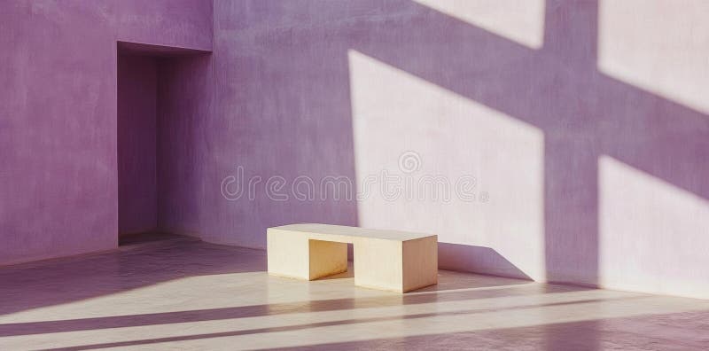 Minimalist Room Shows Bench with Light and Shadow Play, Modern Interior ...