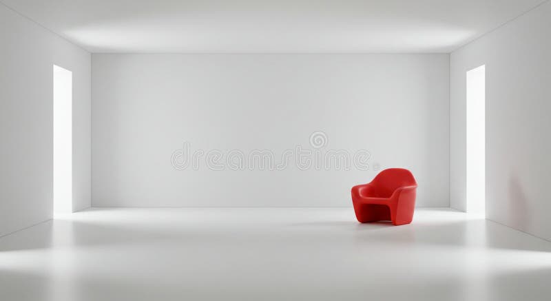 Minimalist Room with Smooth White Walls, Ceiling, and Floor. Two ...