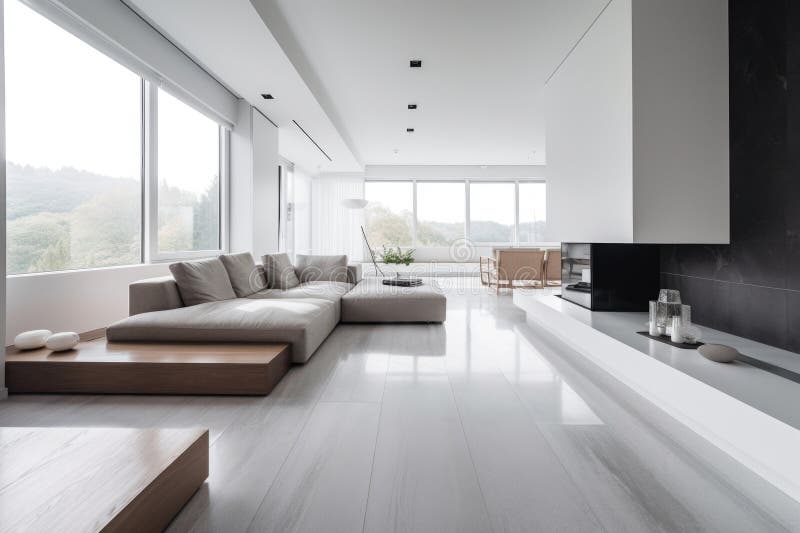 Minimalist Room with Uncluttered Floor, Walls, and Ceiling Stock Image ...