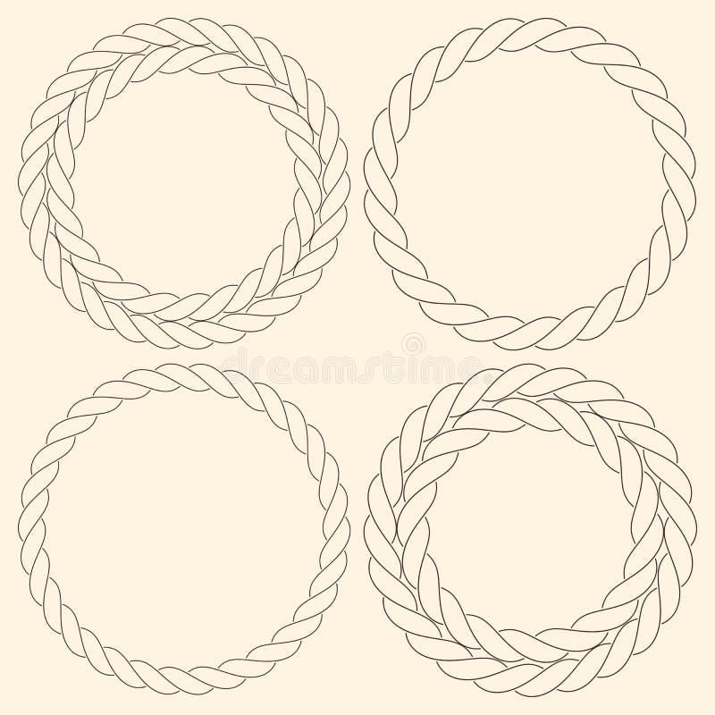 Minimalist Rope Simple Round Frames Stock Vector - Illustration of ...
