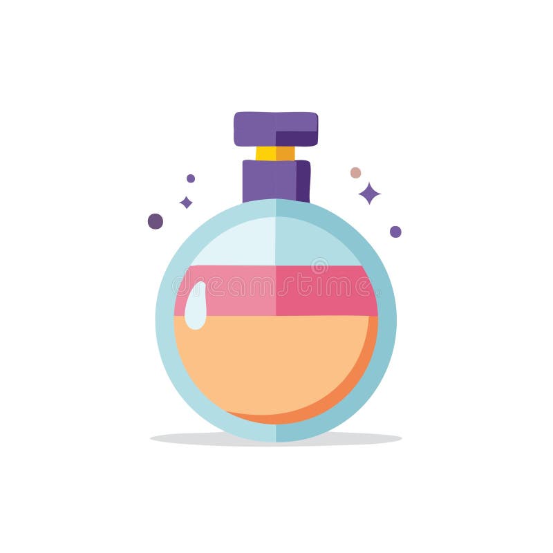 Minimalist Round Perfume Bottle Illustration with Cap and Liquid ...