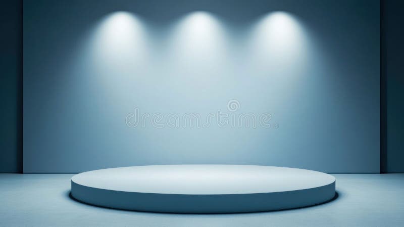 Minimalist Round Podium Under Spotlight in an Empty Room Stock ...
