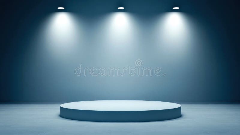 Minimalist Round Podium Under Spotlight in an Empty Room Stock ...