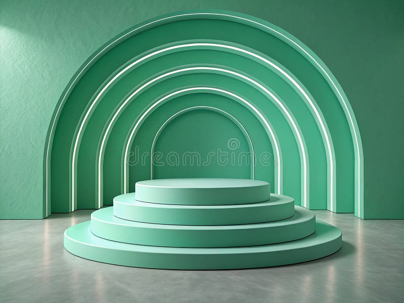 Minimalist Round Stage with Modern Arched Background Stock Image ...