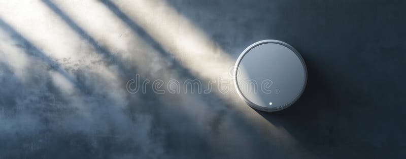 Minimalist Round Thermostat Mounted on a Textured Dark Wall with ...