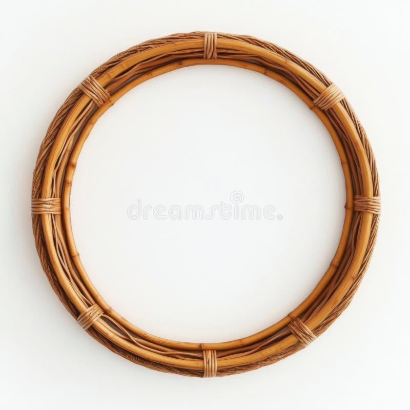 Minimalist Round Wicker Frame on White Background for Decor or Crafting ...