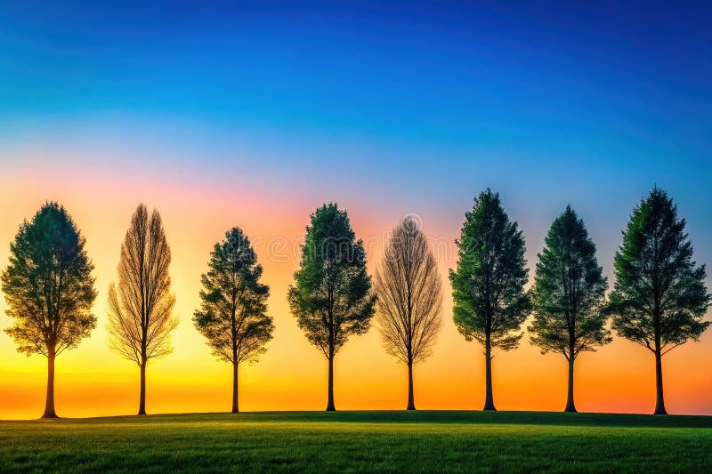 Minimalist Row of Centered Trees Elegant Silhouette Cutout PNG for ...