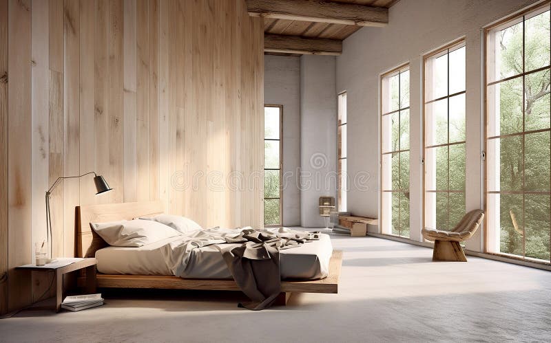 Minimalist Rustic Interior Design of Modern Bedroom. Created with ...