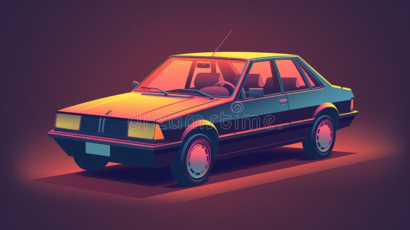 Minimalist 1980s Car Design Stock Illustration - Illustration of style ...